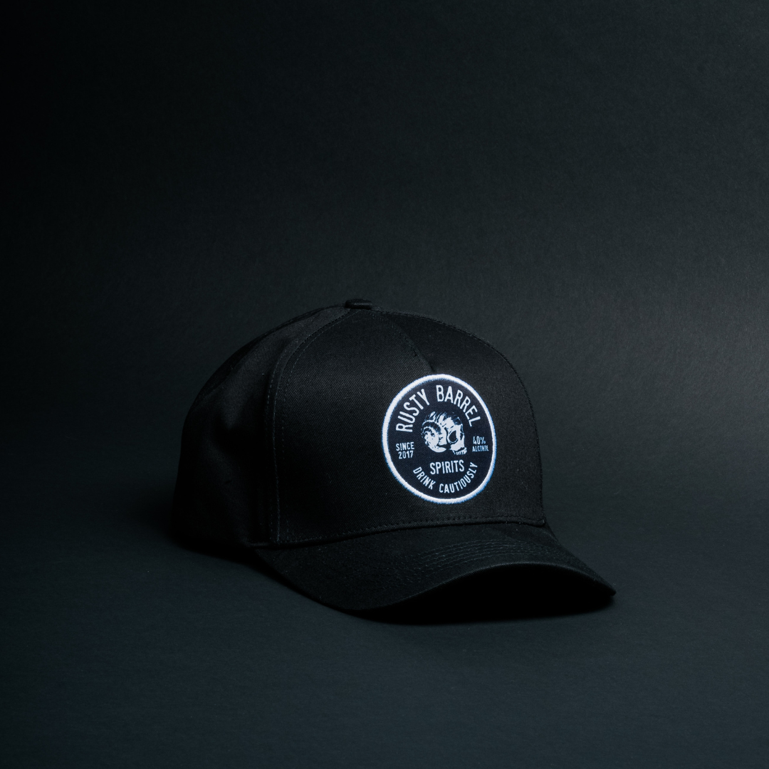 Rusty Barrel Spirits Cap Black Cap with Embroidered Logo