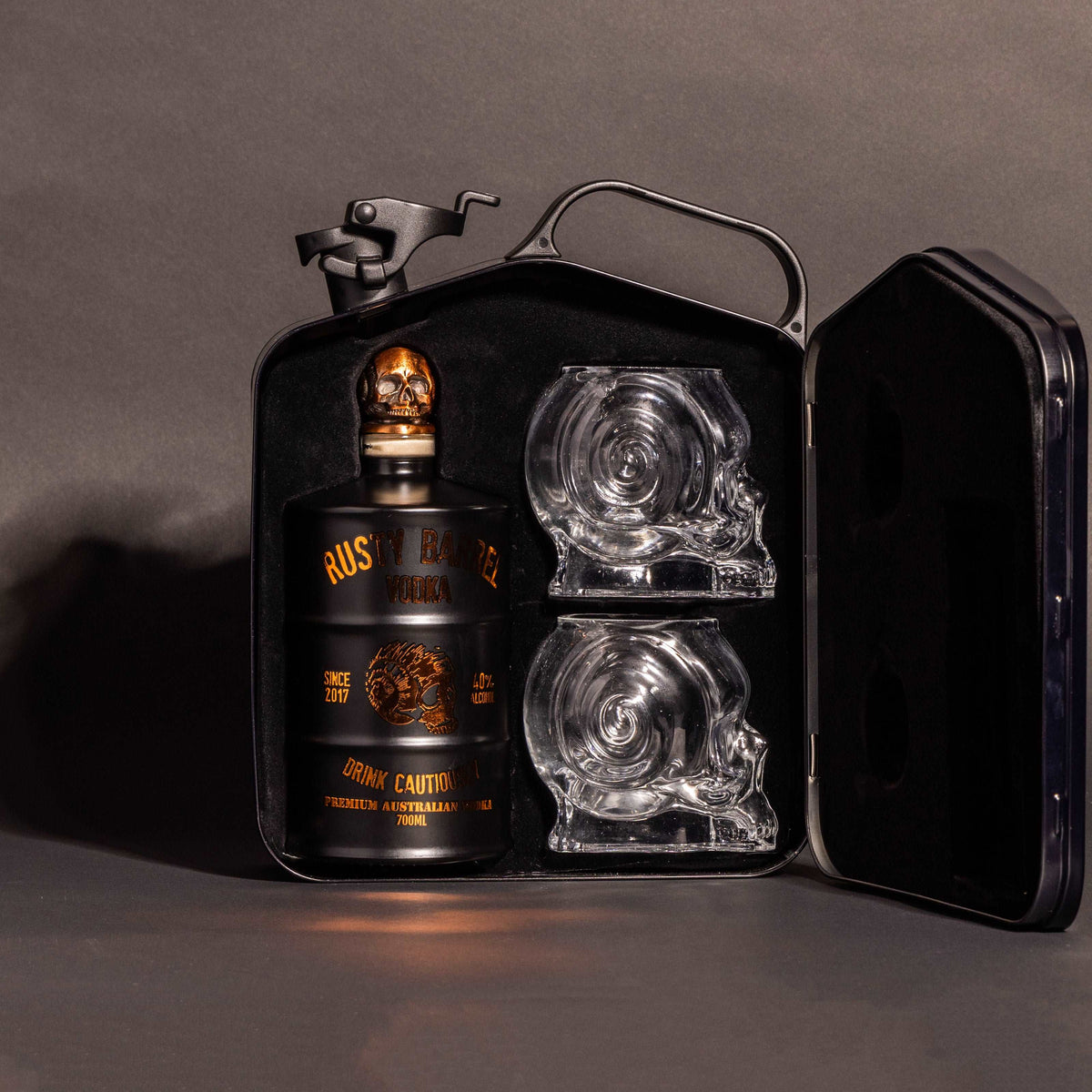 Vodka Jerry Can Tin Gift Pack – Black – Rusty Barrel Spirits