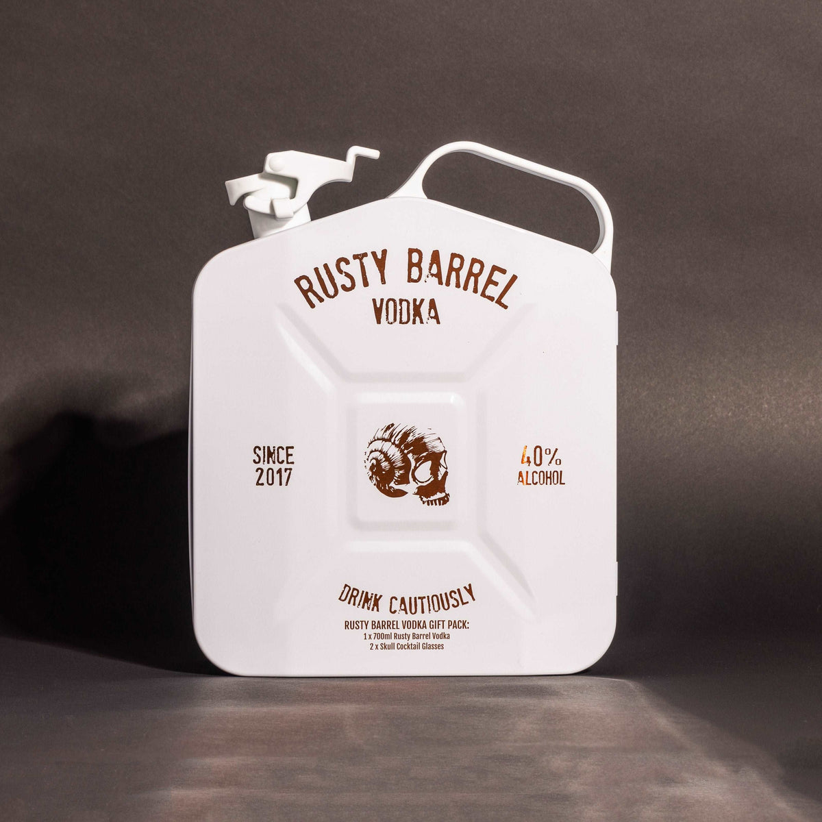 Vodka Jerry Can Tin Gift Pack – White - Includes Vodka + Glasses ...